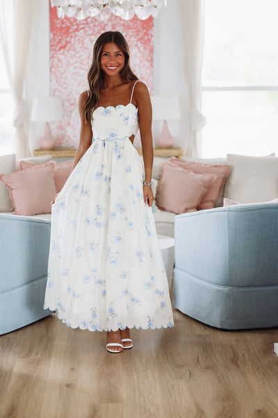 Celebratory Moment Midi Dress - Blue - H&O