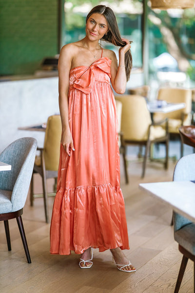 Dance Floor Bound Maxi Dress - Dark Peach - H&O