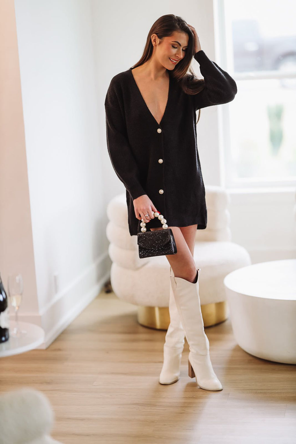 Winter Date Night Cardigan Dress - Black – Hazel & Olive