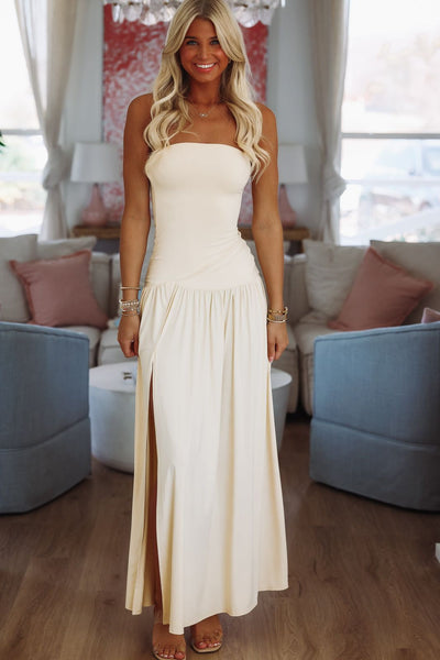 Worldly Romance Maxi Dress - Cream Yellow - H&O